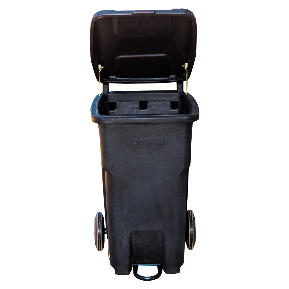 90litre Garbage Bin With Wheels, Handle & Foot Pedal - TopTank