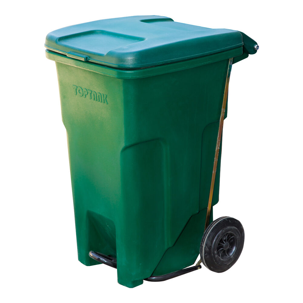 90litre Garbage Bin With Wheels, Handle & Foot Pedal - TopTank