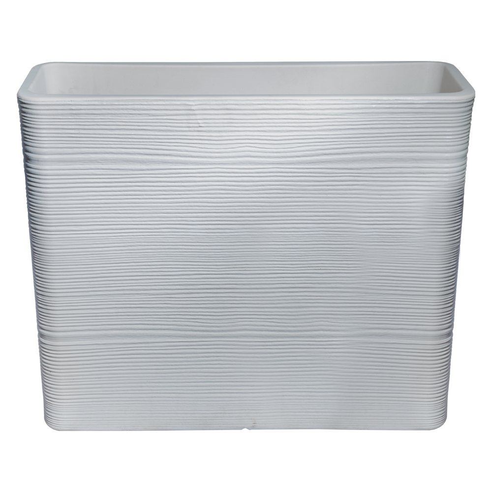 Wide Rectangular Beige Planter Box - Modern Linear Wavy Stone-look ...