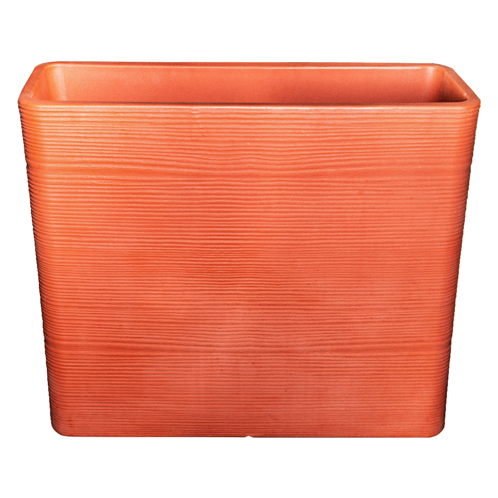 Wide Rectangular Beige Planter Box - Modern Linear Wavy Stone-look ...